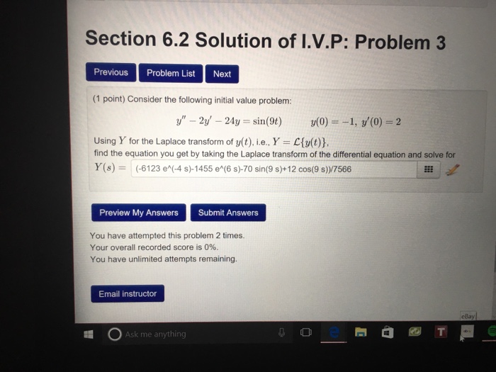Solved Consider the following initial value problem: y" - | Chegg.com