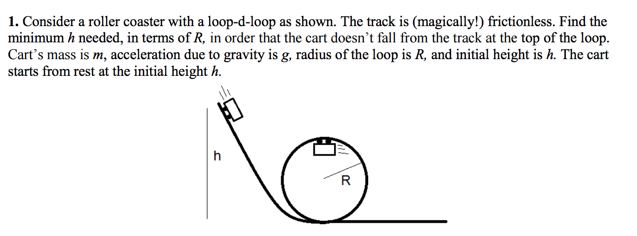 Solved Consider a roller coaster with a loop-d-loop as | Chegg.com