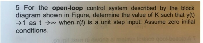 Solved 5 For the open-loop control system described by the | Chegg.com