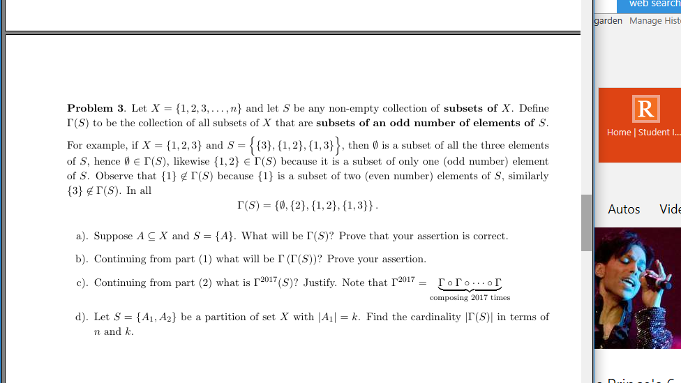 Solved Let X = {1, 2, 3, ..., n} and let S be any non-empty | Chegg.com