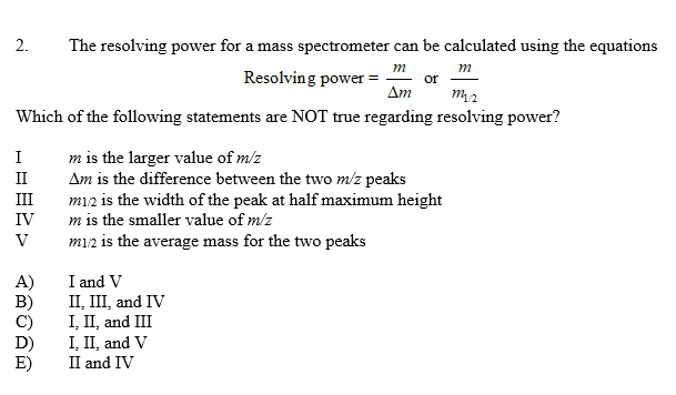 Solved The resolving power for a mass spectrometer can be | Chegg.com