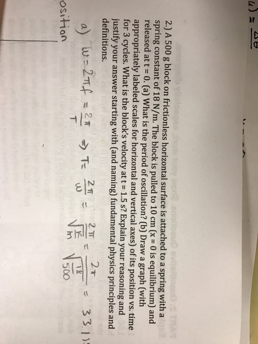 Solved A 500 g block on frictionless horizontal surface is | Chegg.com