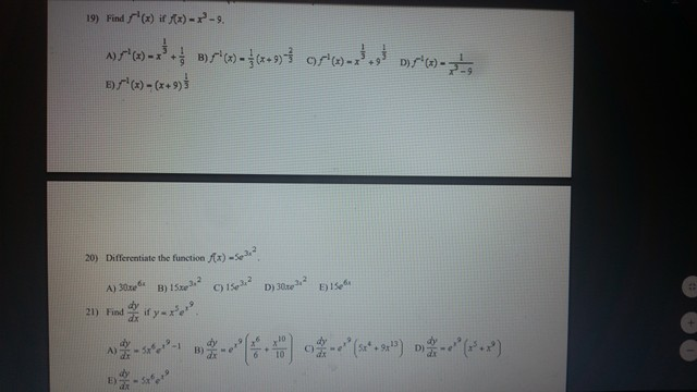 Solved 19) Find (e) if)-- 20) Differentiate the function x) | Chegg.com