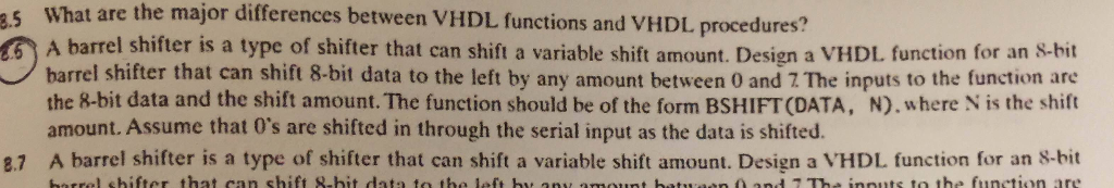 Solved What are the major between VHDL functions and VHDL | Chegg.com