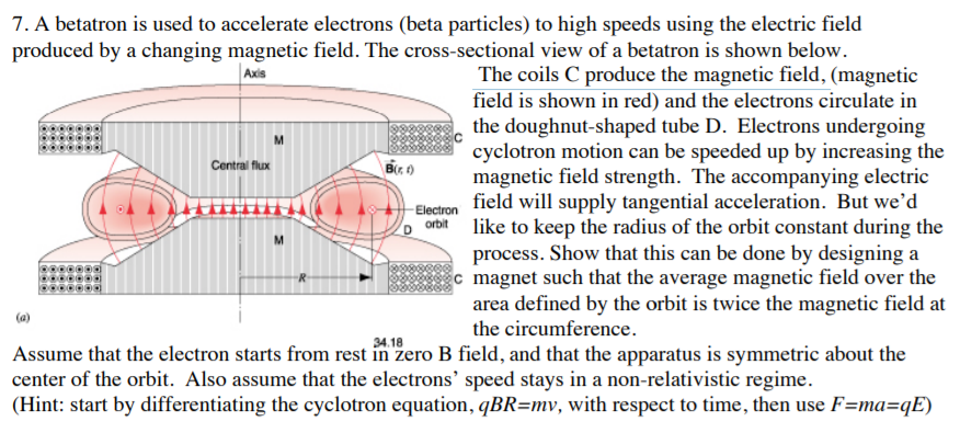 Solved 7. A betatron is used to accelerate electrons (beta | Chegg.com