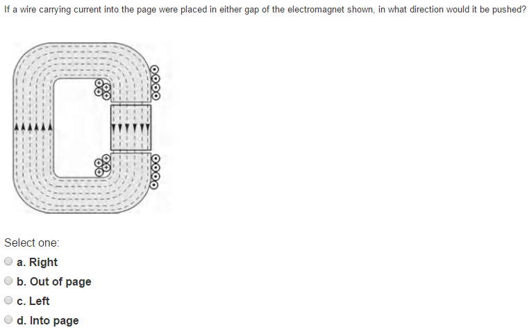 Solved If a wire carrying current into the page were placed | Chegg.com