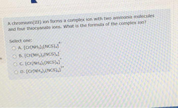 Solved A chromium(III) ion forms a complex ion with two | Chegg.com