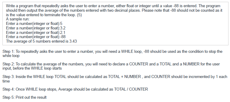 Solved Write A Program That Repeatedly Asks The User To