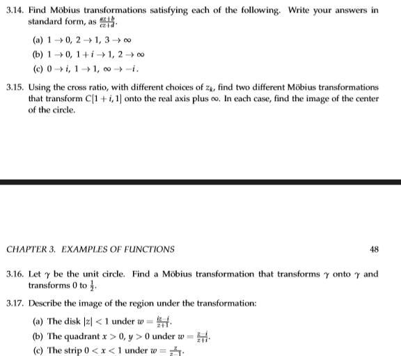 Solved Find Mobius transformations satisfying each of the | Chegg.com