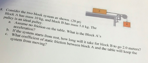 Solved Consider the two block system as shown. (20 pt) Block | Chegg.com