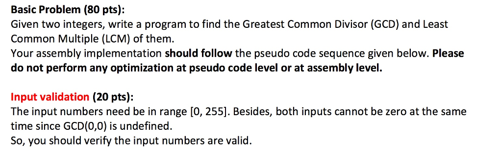 Solved Basic Problem (80 pts): Given two integers, write a | Chegg.com