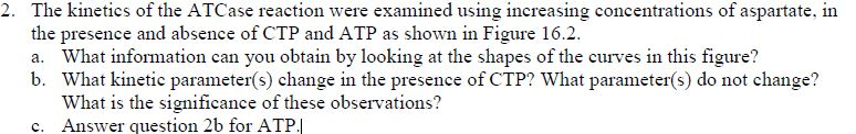 Solved 2. The kinetics of the ATCase reaction were examined | Chegg.com