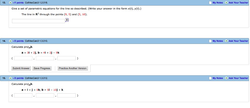 Solved My Notes Ask Your Teacher 13. -11 points CollVecCalc3 | Chegg.com
