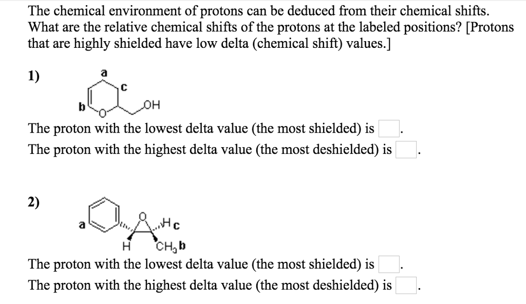 Solved The chemical environment of protons can be deduced | Chegg.com