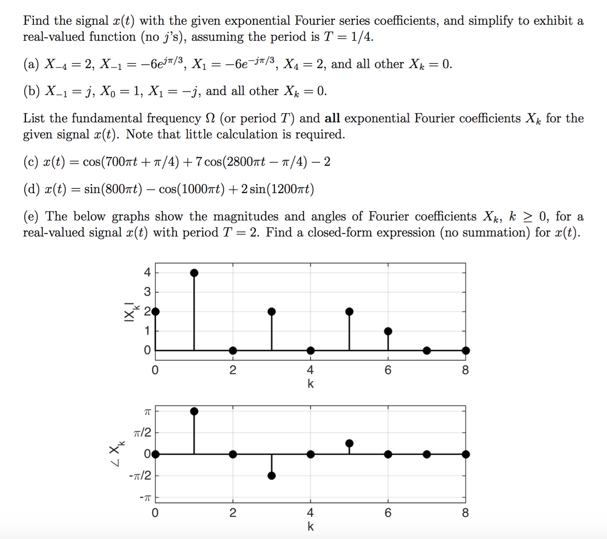 Find the signal x(t) with the given exponential | Chegg.com