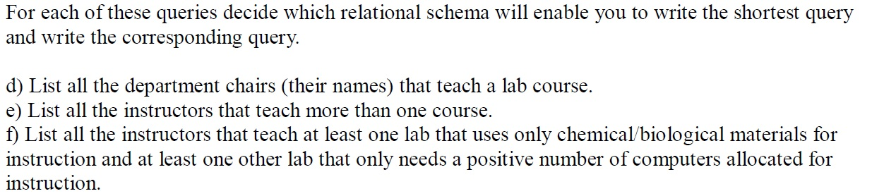 Solved For each of these queries decide which relational | Chegg.com