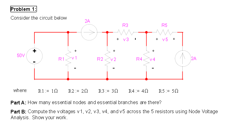 Solved Consider the circuit below: Where R1=1 ohm R2=2 ohm | Chegg.com