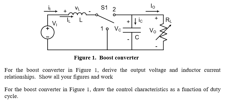 Solved For the boost converter in Figure 1, derive the | Chegg.com