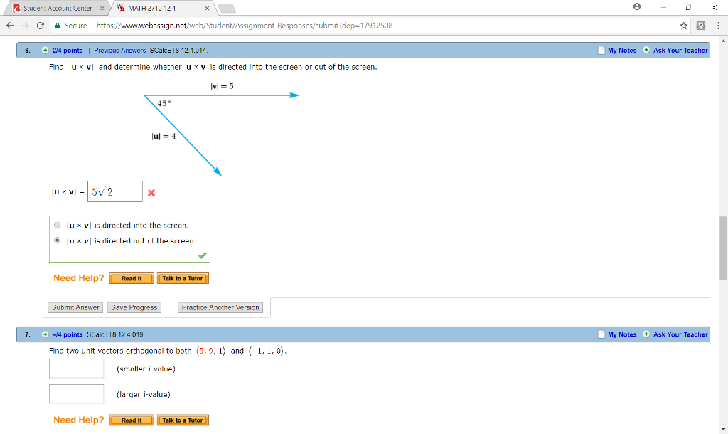 Solved Student Account Center x/% MATH 2710124 ← ラ C secure | Chegg.com
