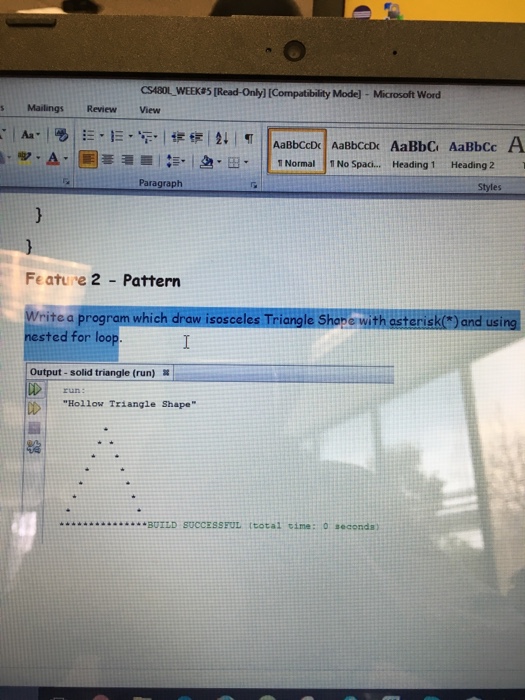 Solved Write a program which draw isosceles Triangle Shape | Chegg.com