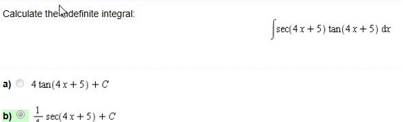 Solved Calculate the indefinite integral: sec (4x + 5) | Chegg.com