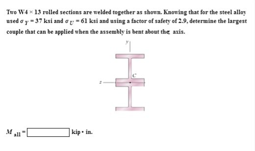 Solved Two W4 times 13 rolled sections are welded together | Chegg.com