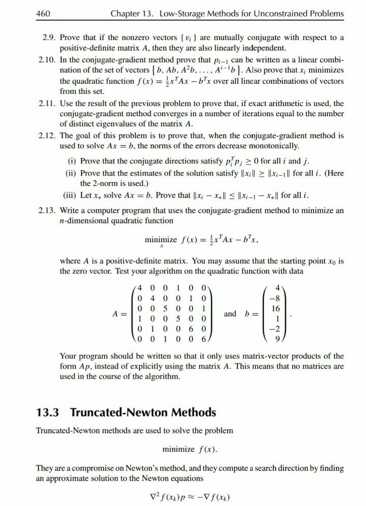 Solved 460 Chapter 13. Low-Storage Methods for Unconstrained | Chegg.com