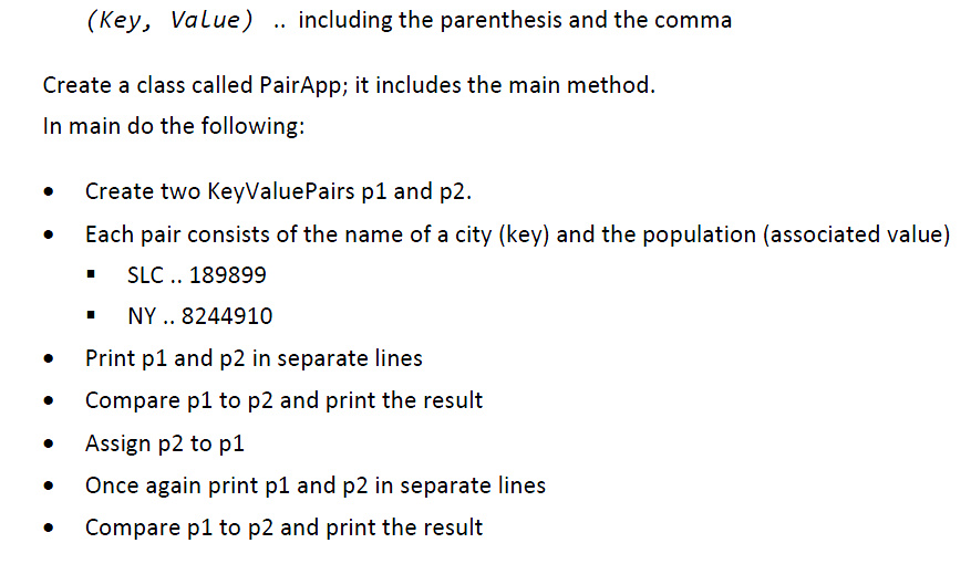 Solved (1500 point ) Lab KeyValuePair Output: p1: | Chegg.com