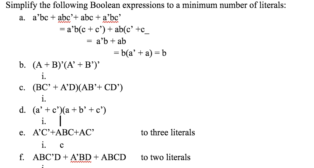 Solved Simplify The Following Boolean Expressions To A Chegg
