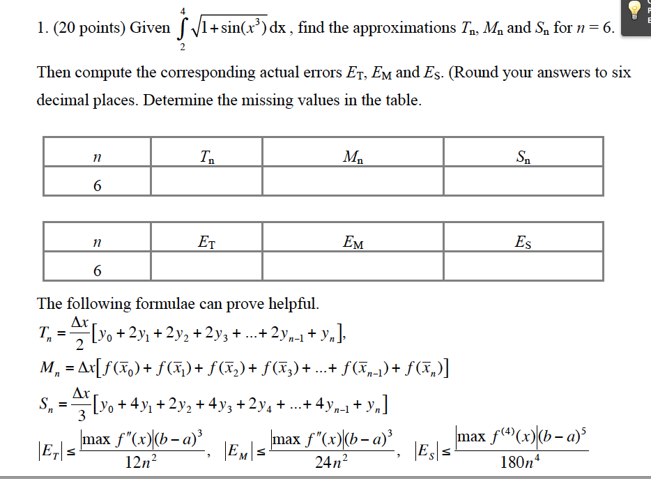 Solved Calculus 2 Approximate Integrations Error Bounds