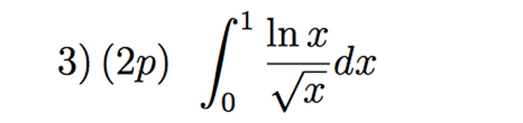 Solved integral_0^1 ln x/squareroot x dx | Chegg.com