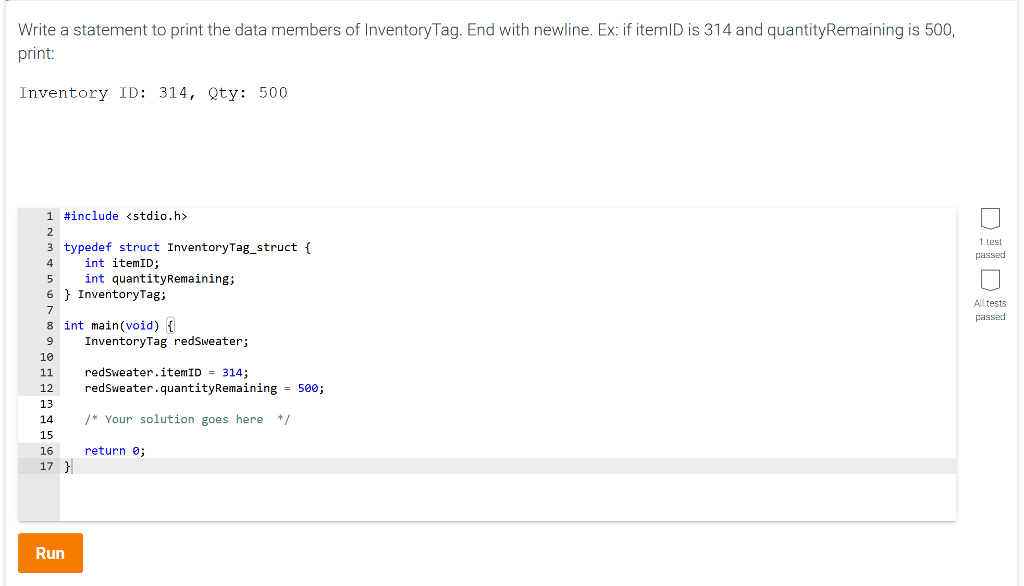 Solved Write a statement to print the data members of | Chegg.com