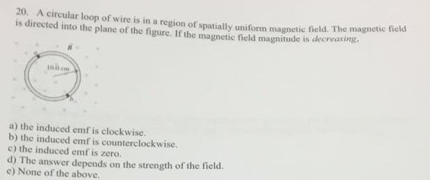 Solved A circular loop of wire is in a region of spatially | Chegg.com