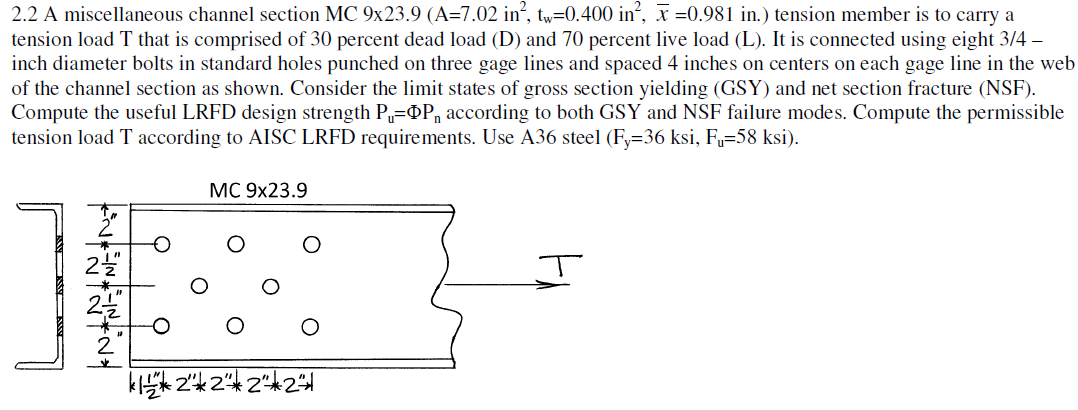 A miscellaneous channel section MC 9 Times 23.9 (A = | Chegg.com