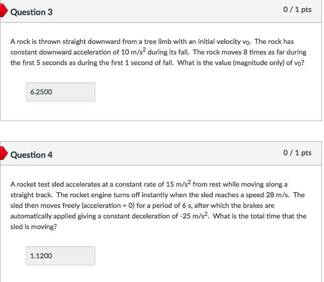 Solved One Dimensional Motion Problems I Dont