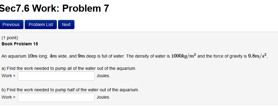 Solved Sec7.6 Work: Problem 7 Previous Problem List Next 1 | Chegg.com