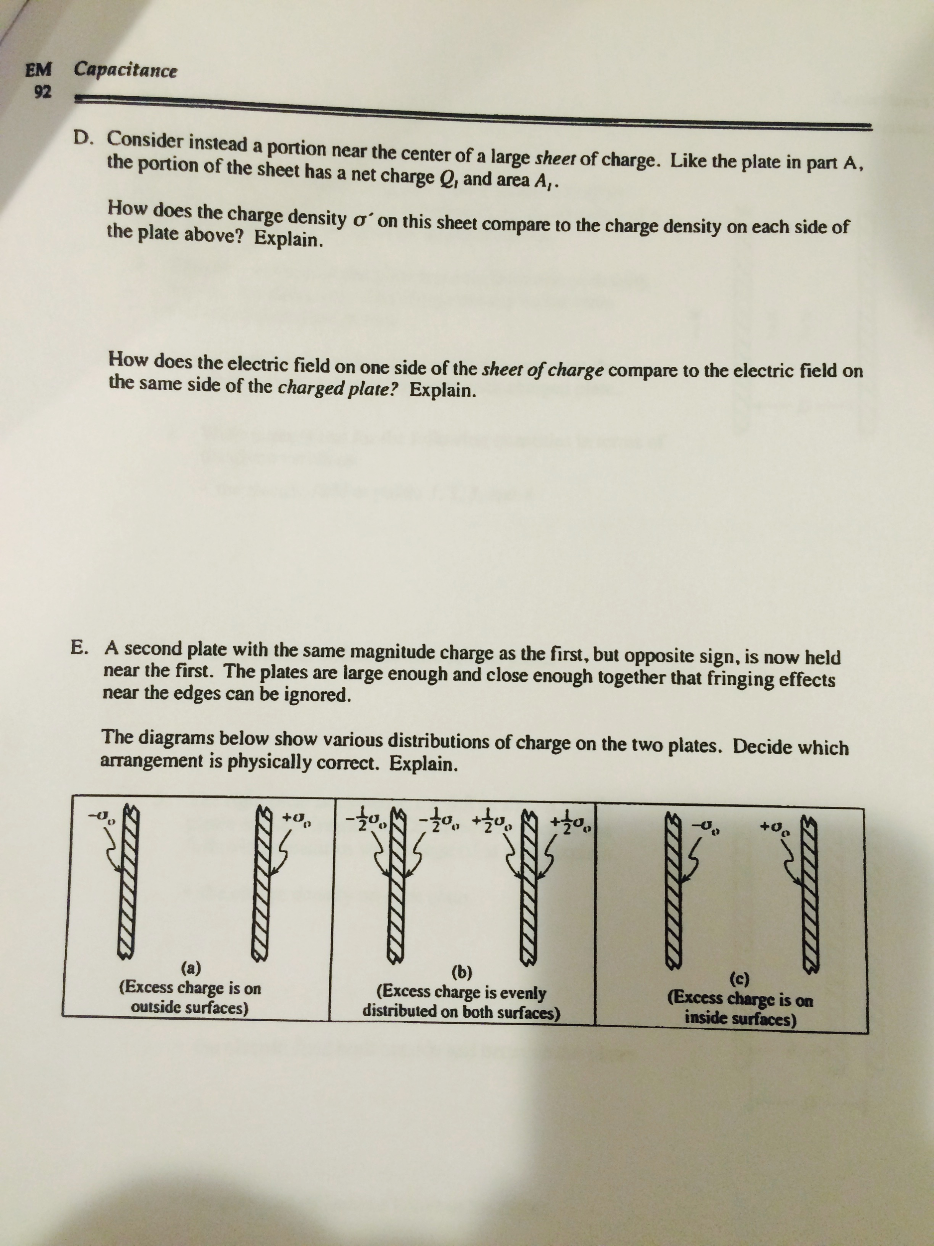 The electric field near conducting plates. A. A small | Chegg.com