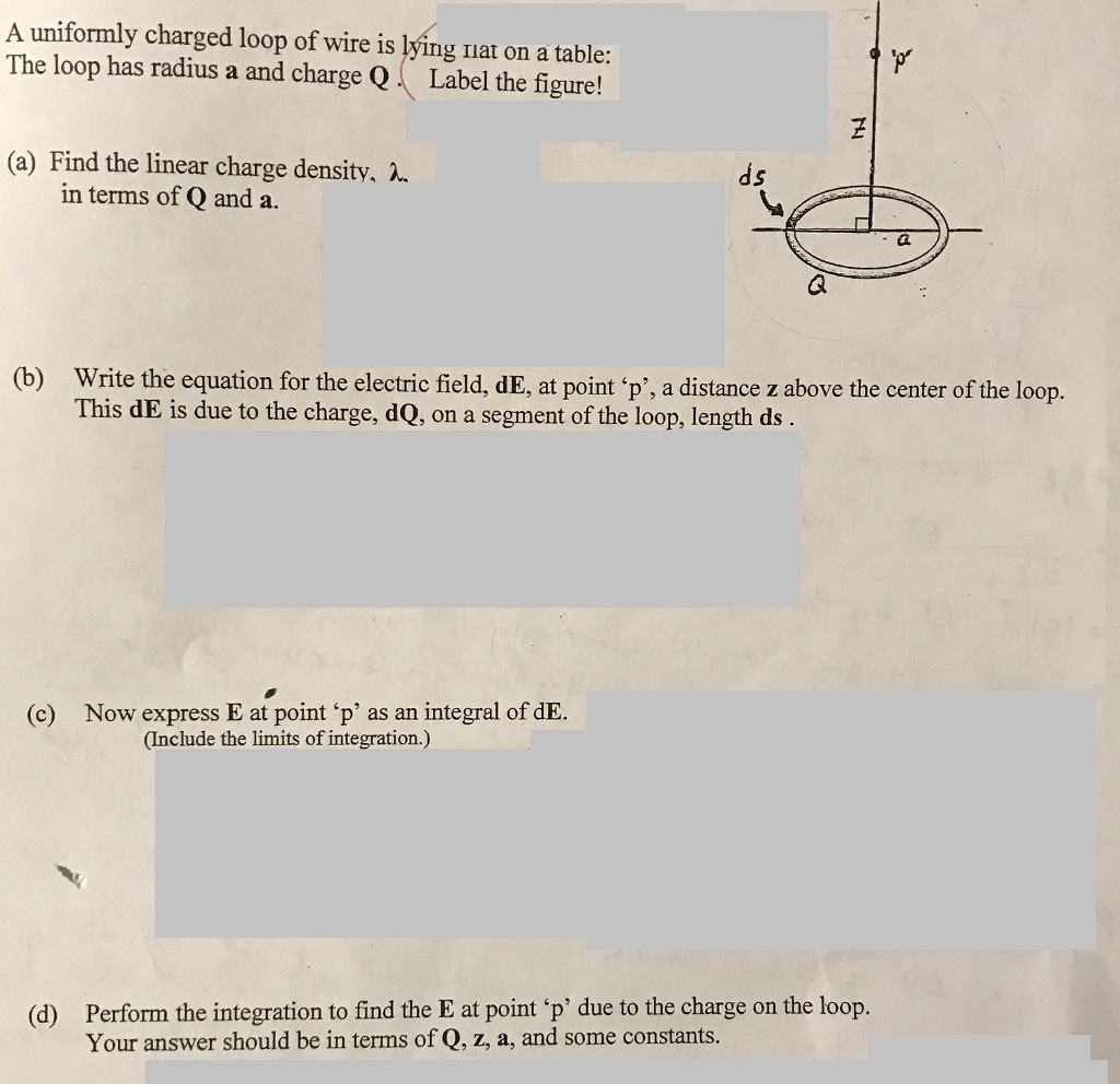 Solved A uniformly charged loop of wire is lying on a | Chegg.com