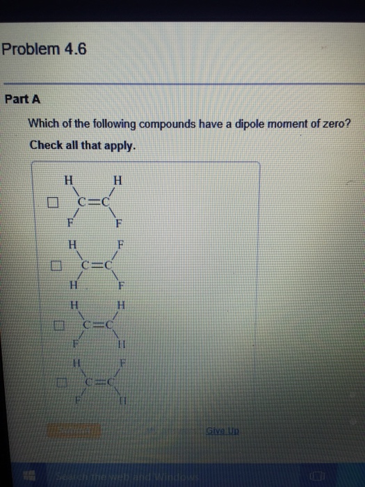 Solved Part A Which of the following compounds have a dipole | Chegg.com