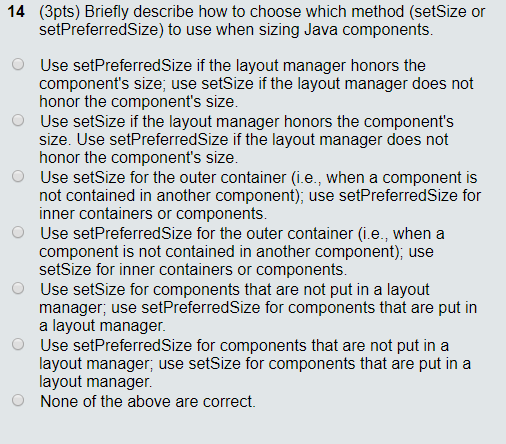Solved 14 (3pts) Briefly describe how to choose which method | Chegg.com