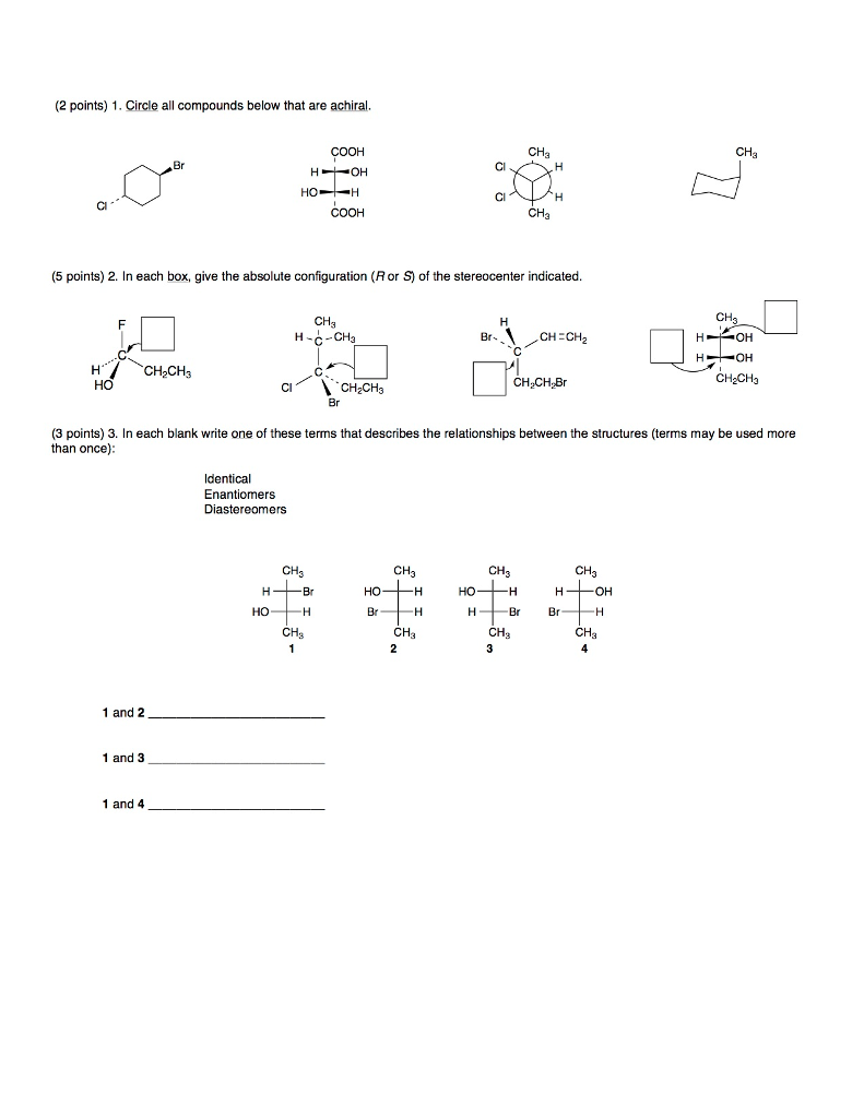 Solved Circle all compounds below that are achiral. In each | Chegg.com