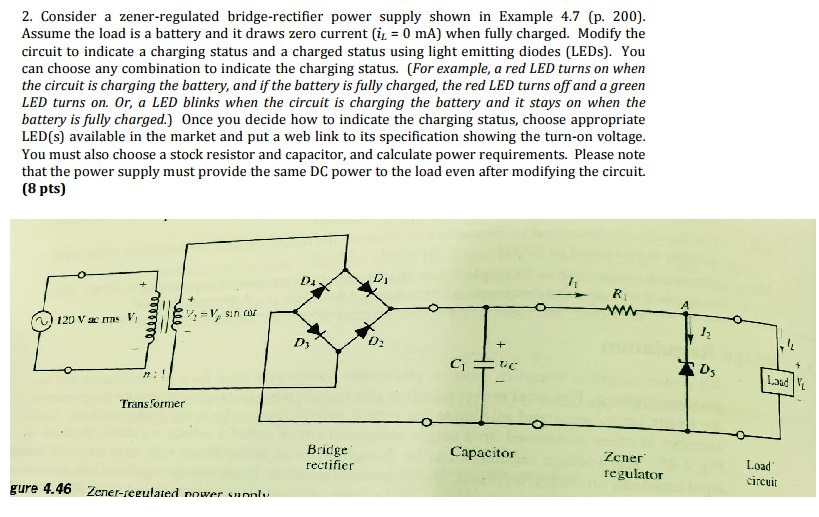 Solved Consider a zener-regulated bridge-rectifier power | Chegg.com