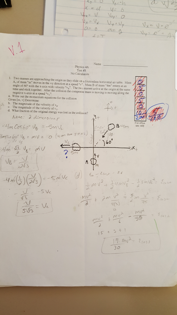 Solved Physics 4A Test #3 No Calculators 1. Two masses are | Chegg.com