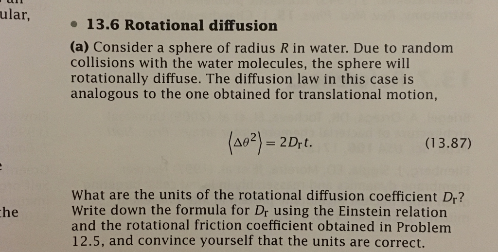 Solved ular, e 13.6 Rotational diffusion (a) Consider a | Chegg.com