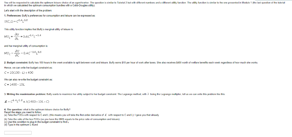Solved You will be requested to calculate the optimum | Chegg.com