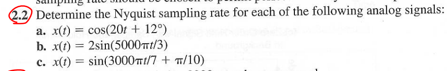 Solved Determine the Nyquist sampling rate for each of the | Chegg.com