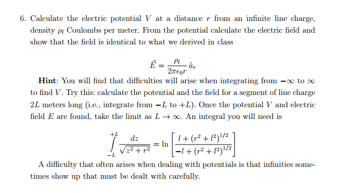 Solved Calculate the electric potential V at a distance tau | Chegg.com