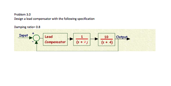 Solved Design a lead compensator with the following | Chegg.com
