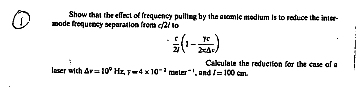 Solved Show that the effect of frequency pulling by the | Chegg.com