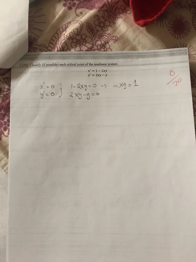 Solved [20) Classify (if possible) each critical point of | Chegg.com